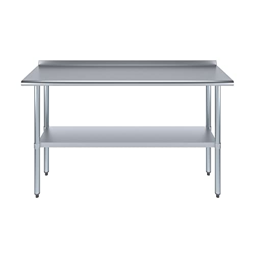 AmGood 18" X 60" Stainless Steel Work Table with 1.5" Backsplash | Metal Kitchen Food Prep Table | NSF