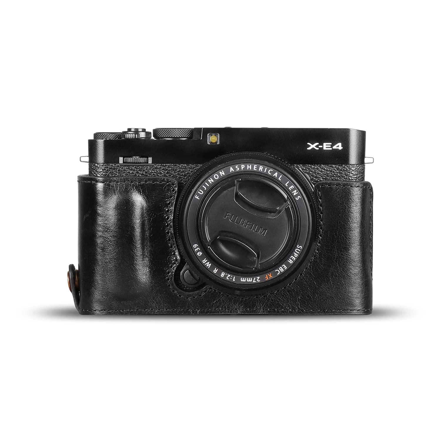MegaGear Ever Ready Genuine Leather Camera Half Case Compatible with Fujifilm X Series X-E4, Black (MG1981)