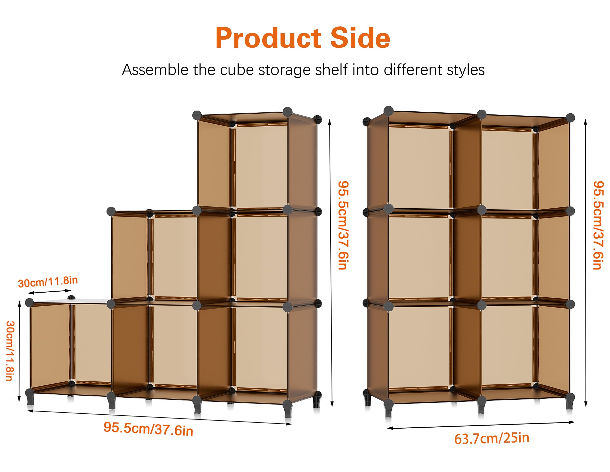 6-Cube Storage Organizer, Closet Organizer Storage Shelf Bookcase Bookshelf with Metal Hammer, Storage Cubes Organizer Cabinet for Kids, Closet, Bedroom, Bathroom, (11.8x11.8x11.8 inch)