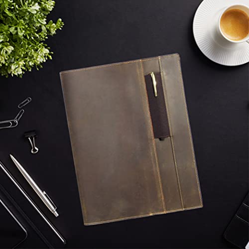 Leather Refillable Journal Cover for Men and Women, Handmade Gift Set for Moleskine Cahier XL with Stylish Pen and Card Holder, Vintage and Classic, Notebook, Sketchbook, Planner and Diary (10.5x16.4")