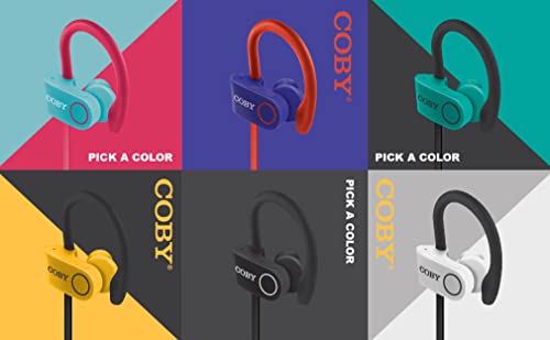 Coby Bluetooth Headphones Running Headphones w/5 Hrs Playtime, Wireless Sports Earphones Sweatproof Earbuds in-Ear for Workout, Gym with Microphone (Black)