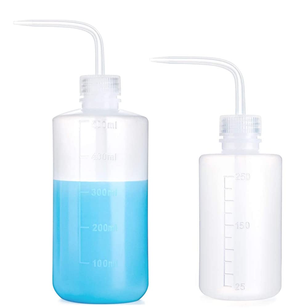 Yuelong Plastic Squeeze Bottle - 2Pcs Safety Wash Bottle 500ml&250mL Convenient Green Soap Supply Tattoo Squeeze Bottle with Scale Labels for Medical Label Tattoo Supplies