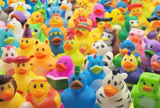 Assorted Rubber Ducks Toy Duckies for Kids and Toddlers, Bath Birthday Baby Showers Classroom, Summer Beach and Pool Activity, 2" Inches (25-Pack)