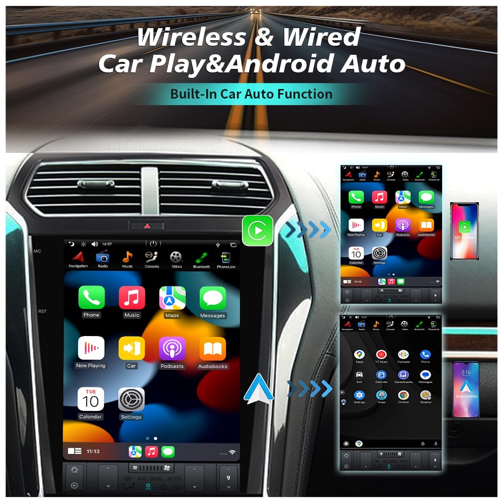 2024 New CUSP Car Stereo Radio GPS Navigation for Ford Explorer 2011-2019 Android Auto Car Play 12.1 Inch PX6 4G+64G with DSP in Dash Headunit Multimedia Player Car Radio Car Audio Voice Control
