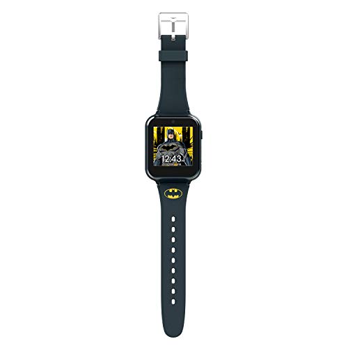 Accutime Kids DC Comics Batman Black Educational Learning Touchscreen Smart Watch Toy for Boys, Girls, Toddlers - Selfie Cam, Learning Games, Alarm, Calculator, Pedometer & More (Model: BAT4740)