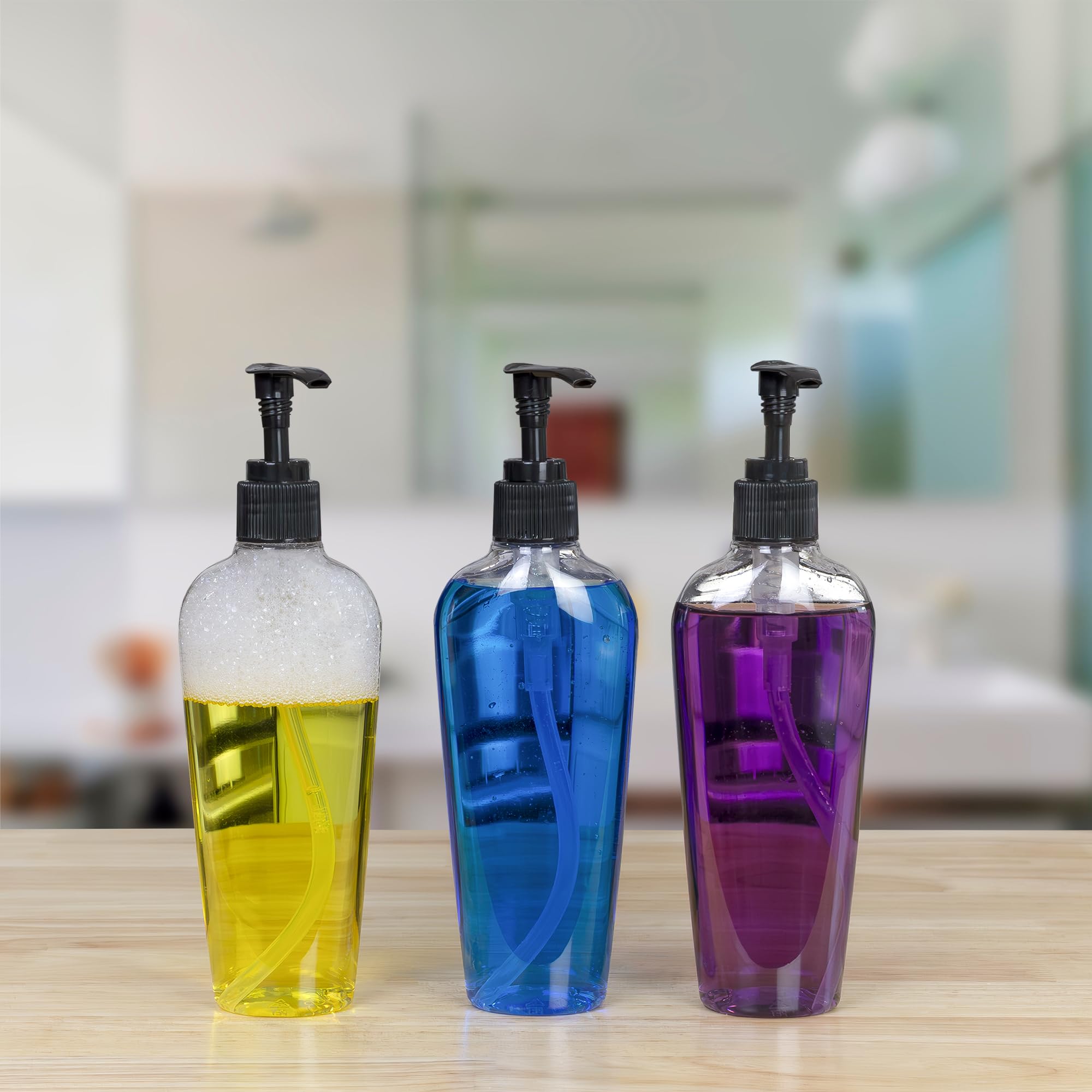 Cornucopia 8-Ounce Clear Oval-Shaped Plastic Lotion Bottles w/Pump Dispensers (8-Pack); Empty Containers for Lotion, Liquid Soap, Baby Care, Hand Care