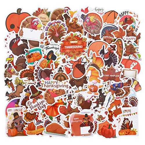 Cobee 100 Pieces Thanksgiving Sticker Decals,Aesthetic Fall Stickers Pumpkin Autumn Decals Cute Turkey Stickers Funny Vinyl Waterproof Stickers for Laptop Water Bottle Envelopes Party Favor