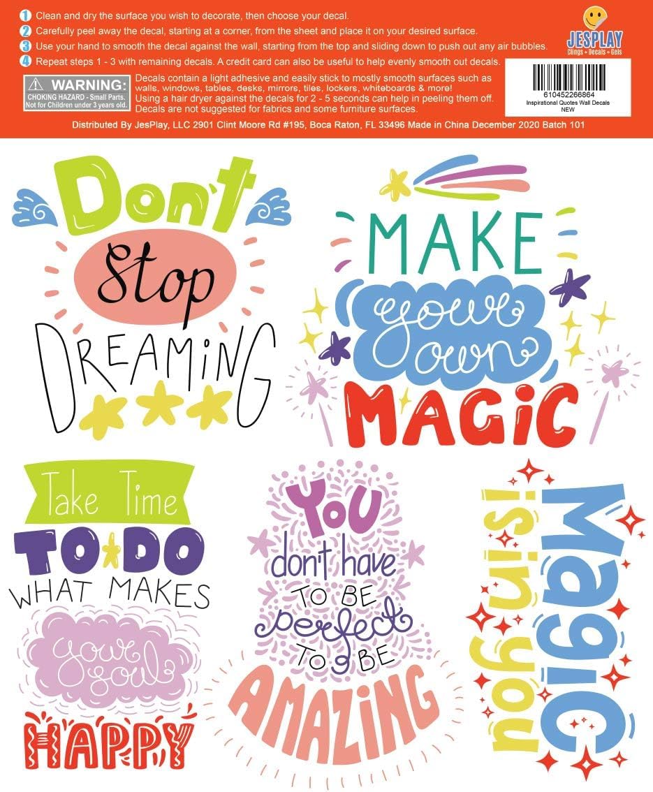 Inspirational Wall Decals for Classrooms and Room Décor- Reusable Inspirational Quotes Adhesive Wall Decals - Must Haves for Teachers, Classroom Essentials,Preschool, Elementary, Daycare, School