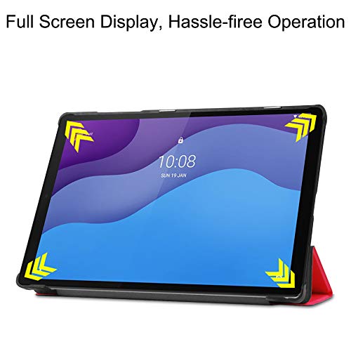 GWYLH Vegan Leather Case for Lenovo M10 HD 2nd Gen 10.1inch 2020 (TB-X306X/TB-X306F), Light Weight Slim Tri-Fold Case Magnetic Cover Stand Red