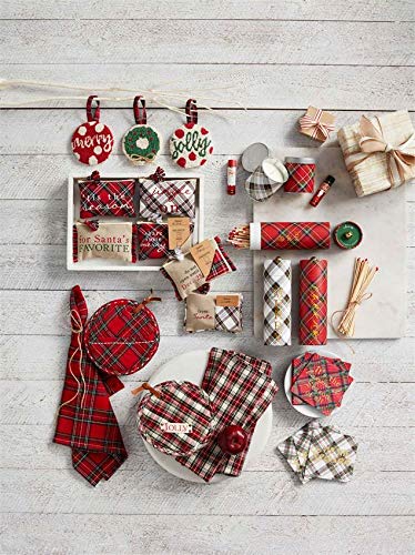 Mud Pie Santa Tartan Gift Pouch, Multicolor