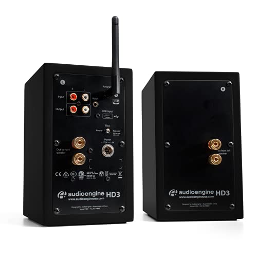 Audioengine HD3 Wireless Speakers with Bluetooth - 60W Powered Computer Speakers for Desktop Monitor and Home Music System with aptX HD Bluetooth, AUX, USB, RCA, 24-bit DAC (Black, Pair)