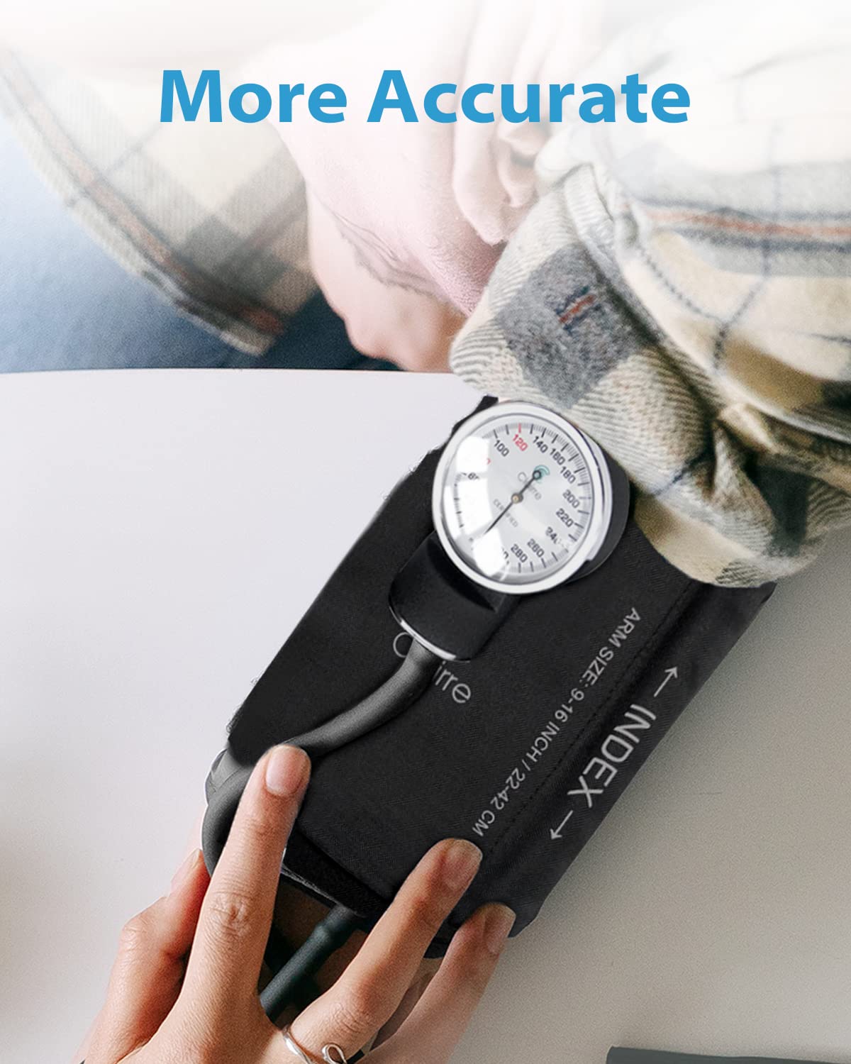 Clairre Professional Sphygmomanometer Manual Blood Pressure Cuff and Stethoscope Kit for Nurses/Doctors/Nursing Students, Carrying Case Included, Universal Cuff Size: 9-16 inch (Black)