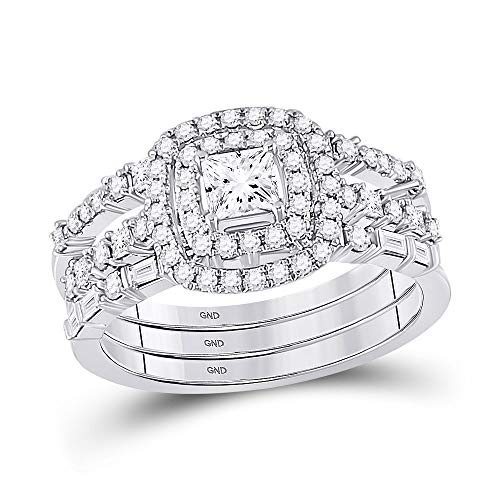 14kt White Gold Princess Diamond Solitaire Bridal Wedding Engagement Ring 1 Cttw