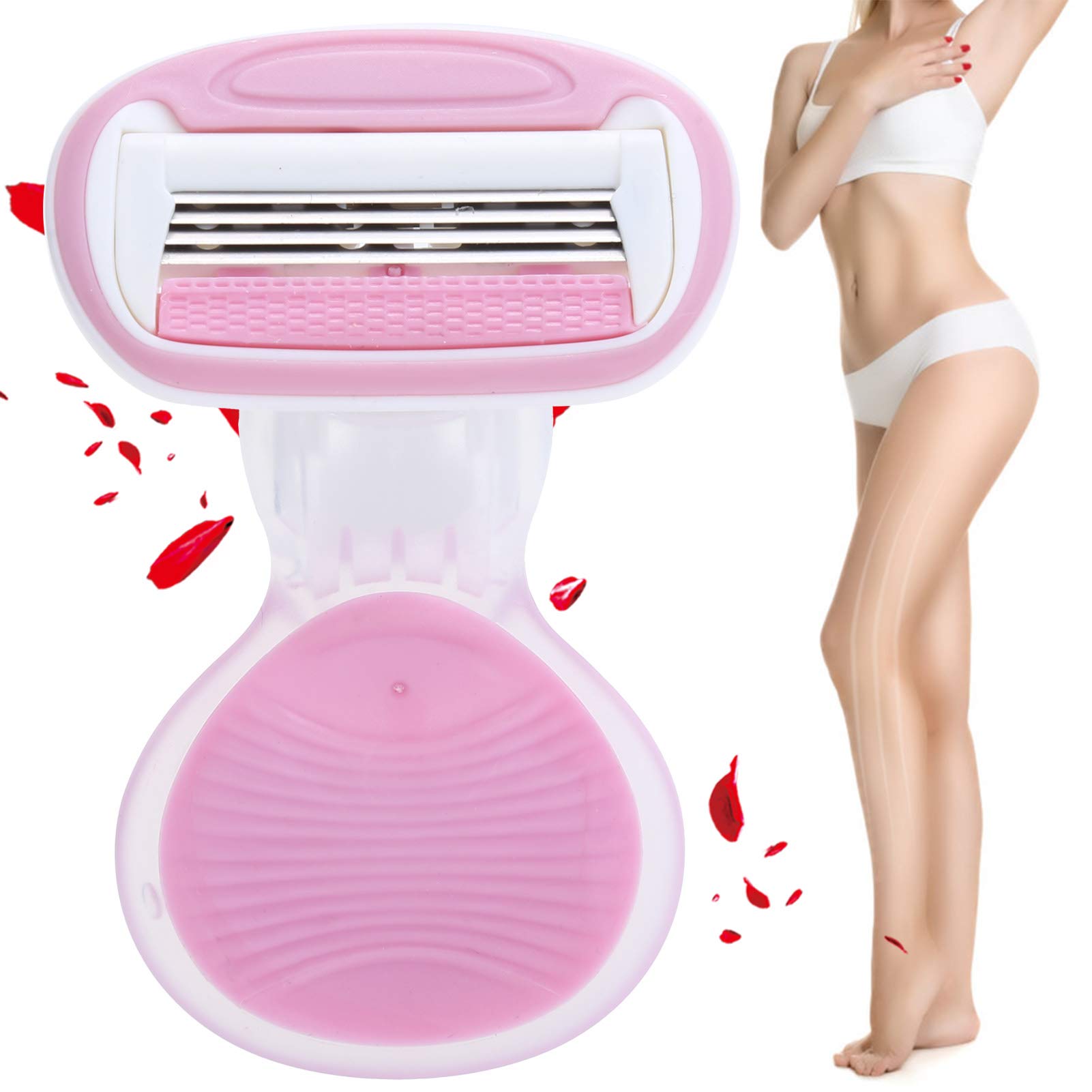 Women's 4 Blades, Smooth Women's Flexball Compact Women's with Travel Case, Armpit Hair Knife Waterproof Non-Slip Trimmer Shaving Set with 4 Blade Refills for Travel Carry