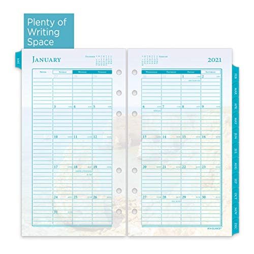 2021 Daily & Monthly Planner Refill by AT-A-GLANCE, 3-3/4" x 6-3/4", Size 3, Two Page per Day, Seascapes (371-225-21)