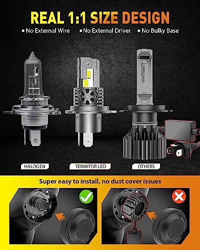 Fahren 2023 Upgraded H4/9003/HB2 LED Headlight Bulb, 30000LM 800% Ultra Brightness, 6500K Cool White, Wireless 1:1 Halogen Size, Hi/Lo Dual Beam, Plug and Play, Pack of 2