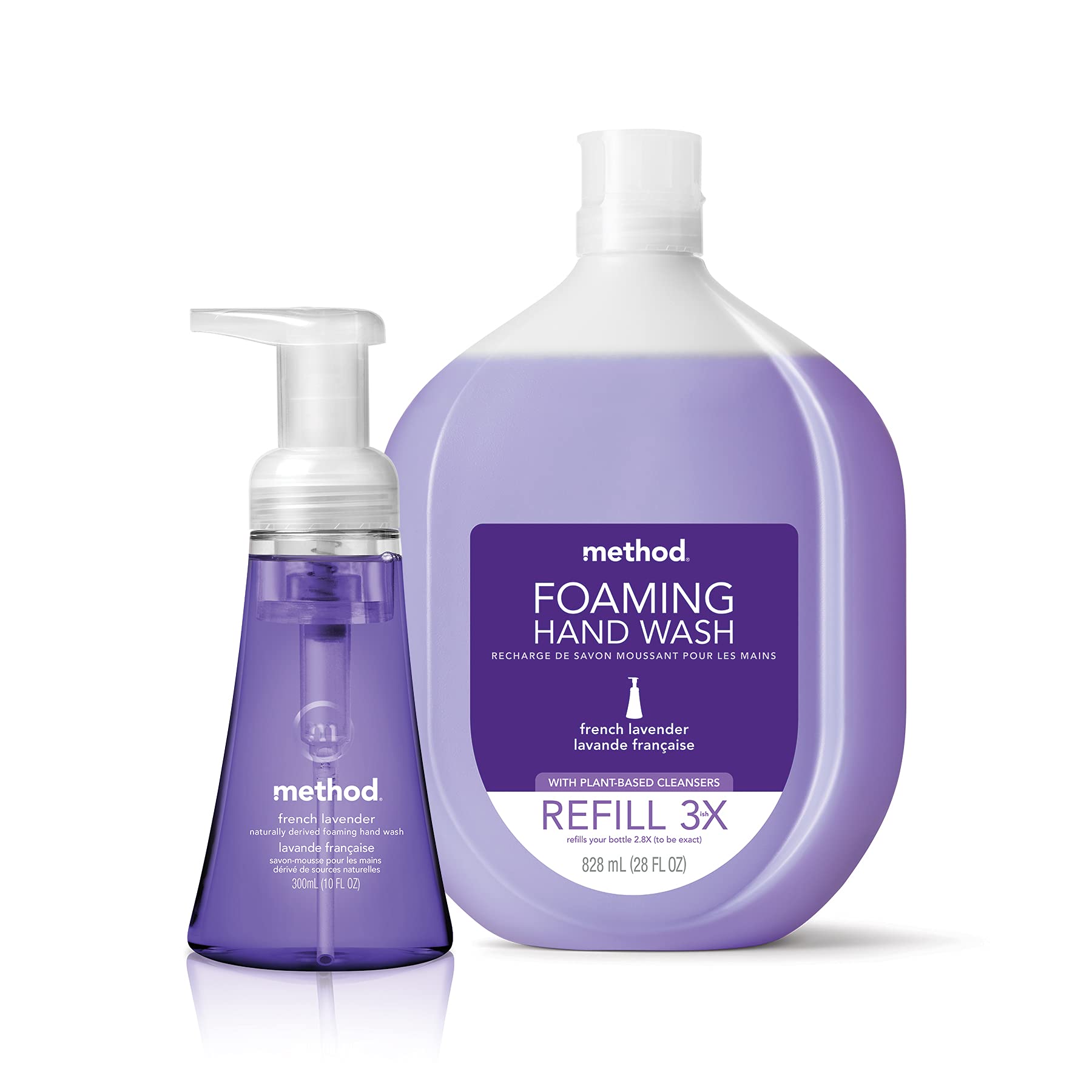Method Foaming Hand Soap Refill, Free + Clear Recyclable Bottle, 28 oz, 4 pack