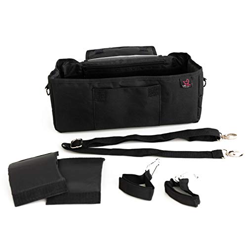 2-in-1 Stroller Organizer and Mommy Diaper Bag Purse by Lux Care Club - Tons of Storage Space for Drinks, Diapers, Snacks, Toys - Includes Stroller Hooks, Shoulder Strap, and Detachable Space Dividers