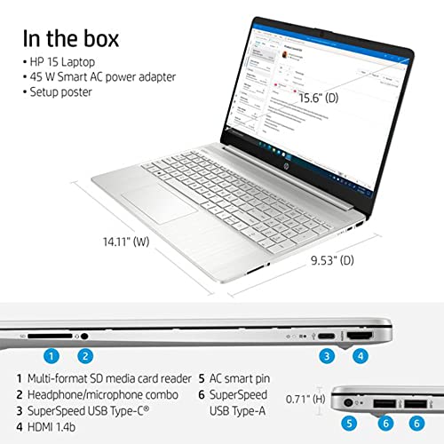 HP 2022 15.6" FHD Touchscreen Laptop, Intel Core i5-1135G7 Processor, 16GB DDR4 RAM, 1TB SSD, Intel Iris Xe Graphics, HD Webcam, HD Audio, HDMI, Win 11, Silver, 32GB SnowBell USB Card
