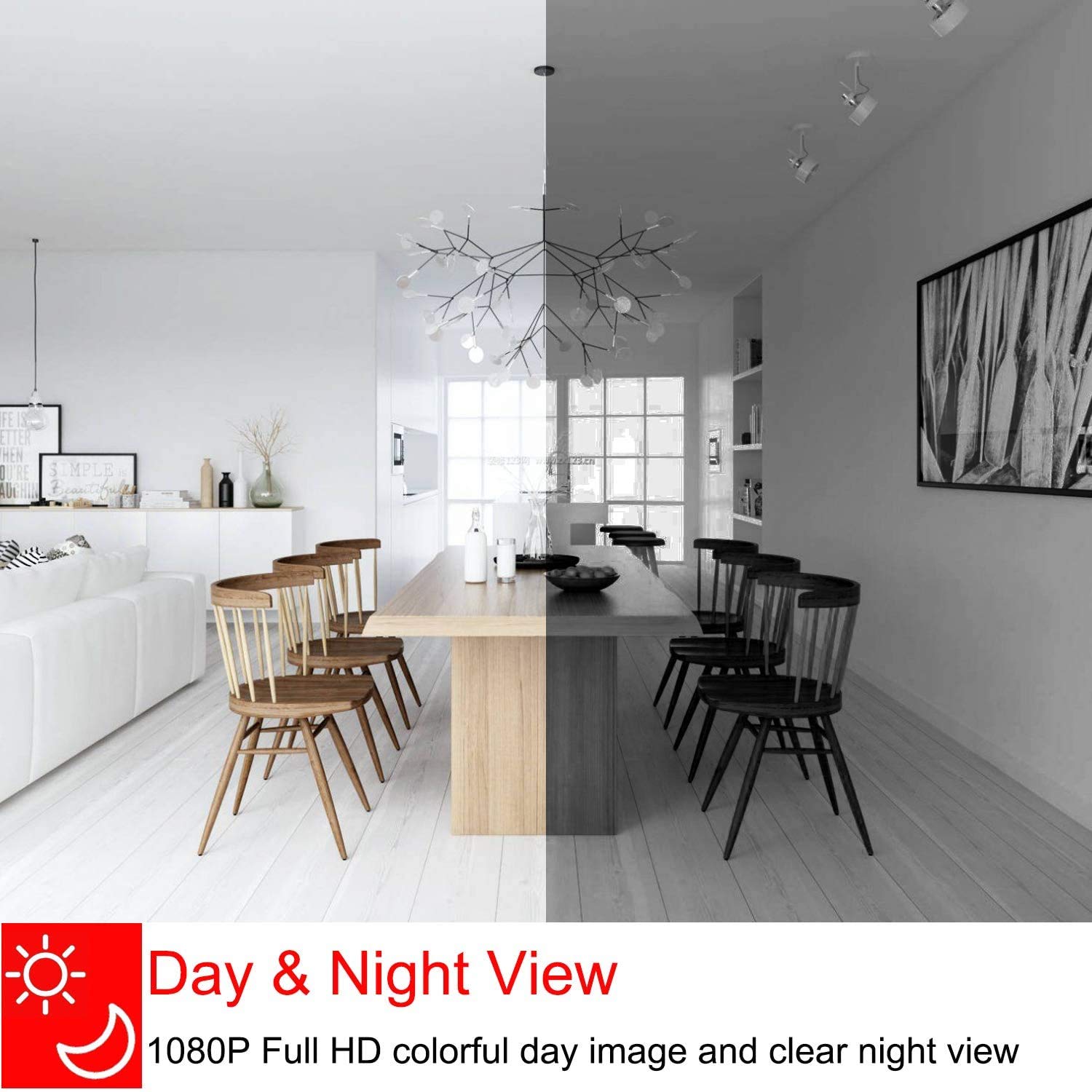 Full HD 1080P Light Bulb Camera,FISH-EYE LENS 360° Wireless Security IP Panoramic Camera, 2.4GHz WiFi Dome Surveillance Cameras, IR Motion Detection, Night Vision, Alarm for Office/Baby/Pet Monitor