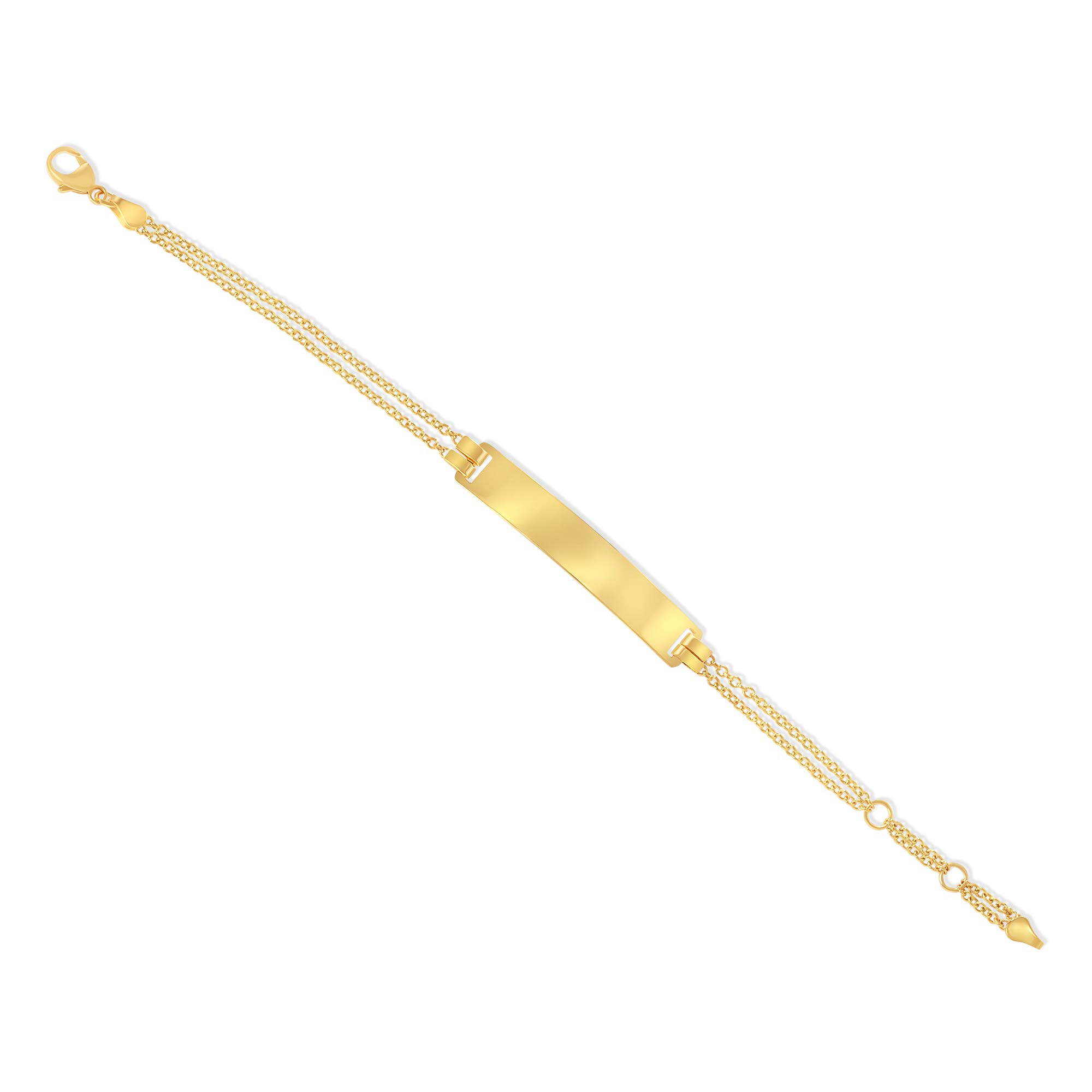 14kt Yellow Gold Name Bar Id Bracelet β Handmade 18k Solid Personalized Bracelets - Free Customizable Engraving Identification β Elegant Women's Gift Adjustable 6.5 ,7 ,7.5 Inches (Yellow, gold 14k)