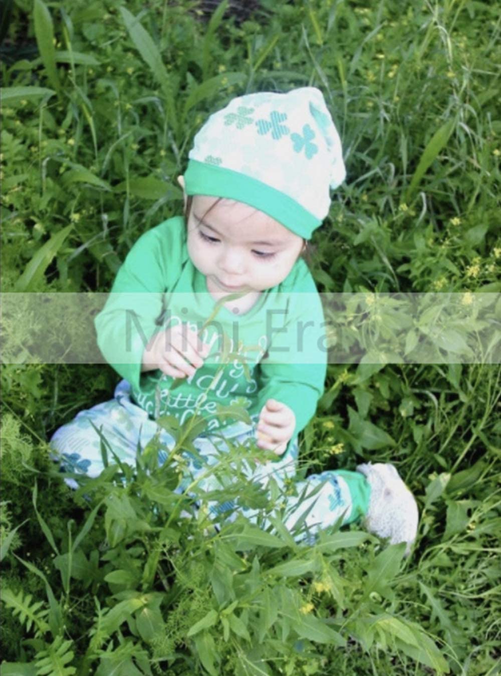 bakjuno Baby Boys Girls Cute ST Patrick's Day Outfit Clover Pants with Hat(0-3 Months) Green