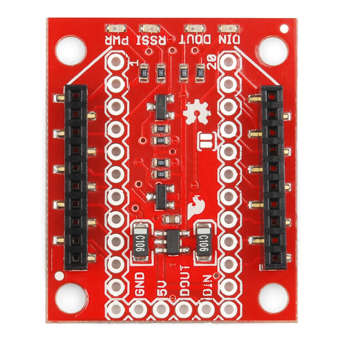 SparkFun XBee Explorer Regulated: Fully populated 3.3V Regulator; 5V max Input; MOSFET Level Shifter, 802.15.4 variants only