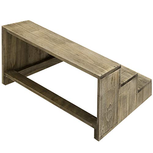 MyGift 3-Tier Vintage Gray on Brown Reclaimed Style Wood Dessert Stand Cupcake Riser Display for Weddings, Restaurants & Bakeries