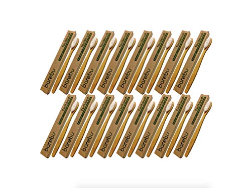 Clean Teeth. Clean Conscience. Bamboo Toothbrush - BPA Free. Organic. Eco-Friendly. Natural. Compostable. Vegan. 100% Biodegradable. (Hard Bristle: White, 16 Brushes)