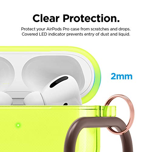 elago Compatible with AirPods Pro Case Clear - High Rating, TPU Transparent Shockproof, Protective Case Cover with Keychain, Gel Tape Included, Wireless Charging [Neon Yellow]