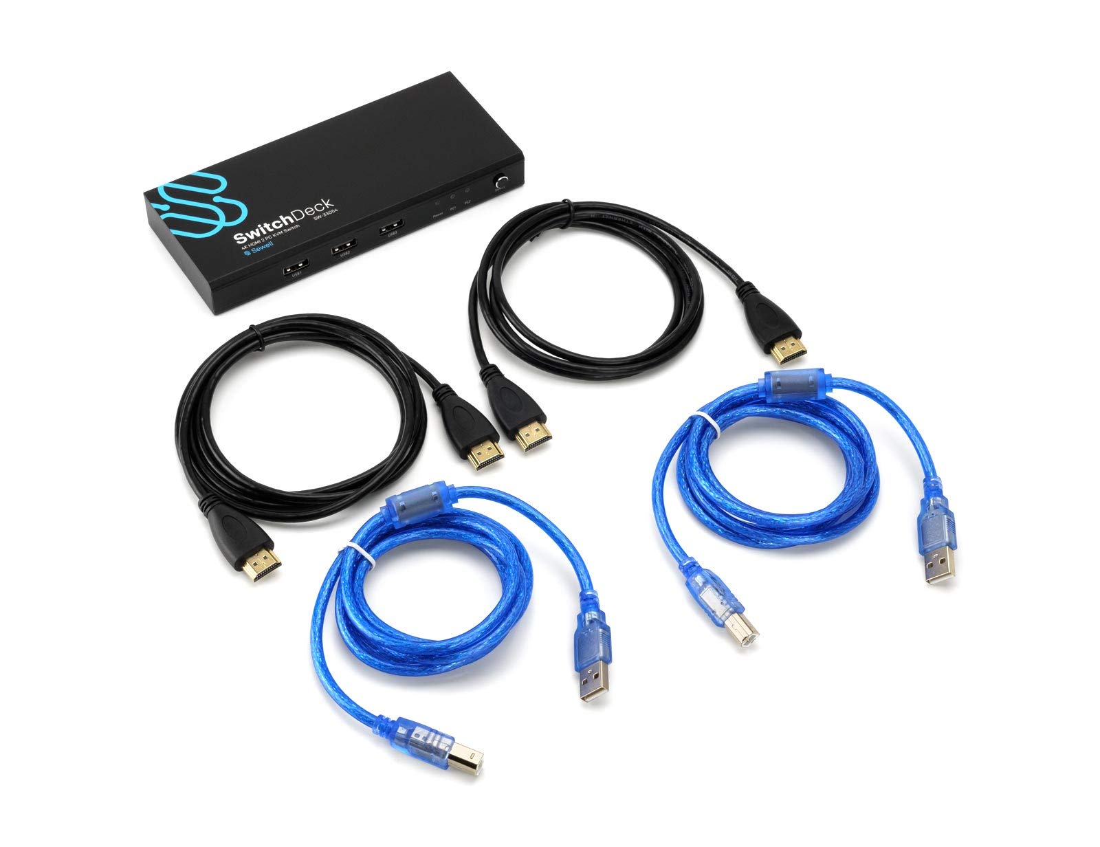 SwitchDeck 4K HDMI KVM Switch by Sewell, Switch Easily Between Two PCs/Macs/Gaming Consoles (SW-33054)