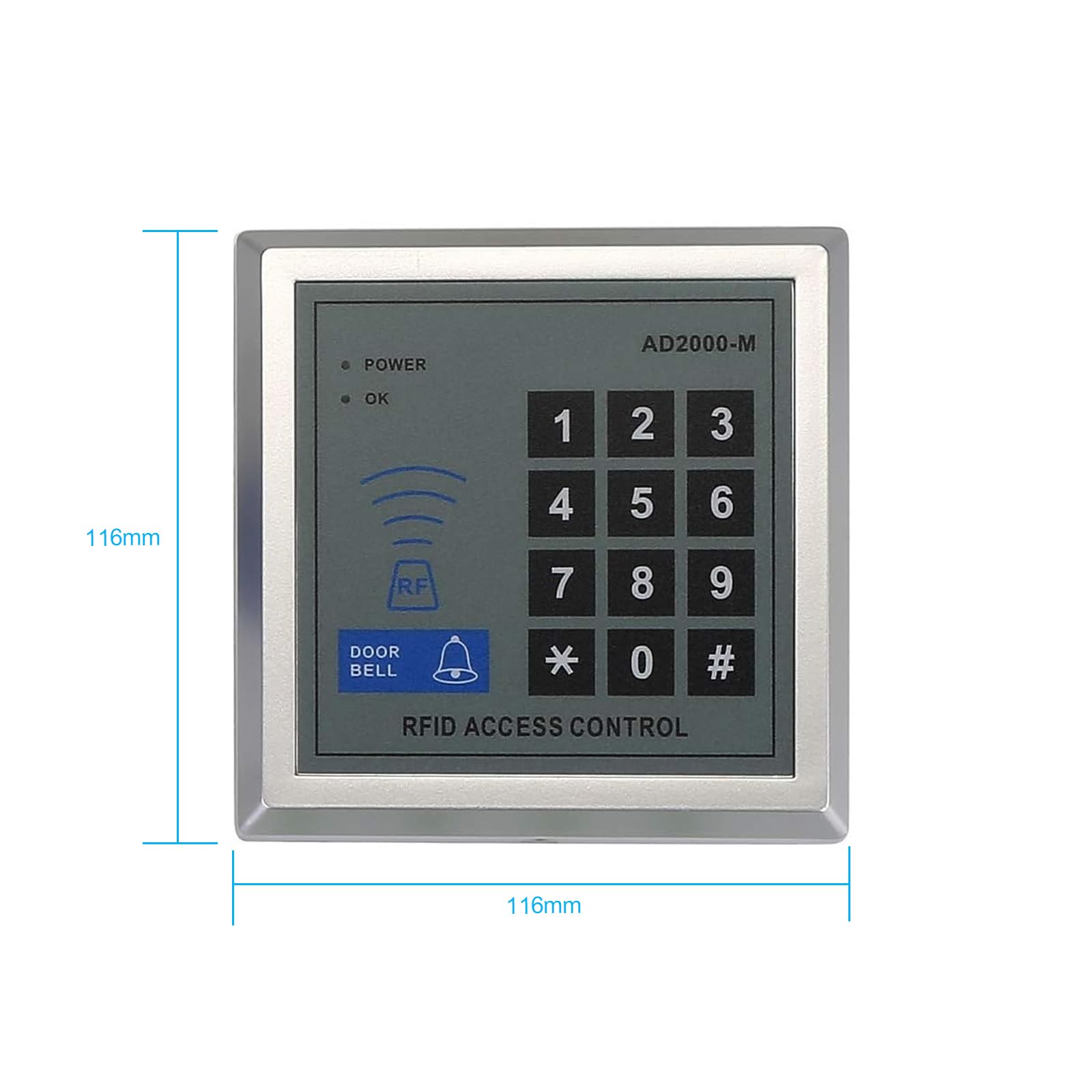 AGPTEK RFID Door Access Control System Kit, Home Security System with 280kg 620LB Electric Magnetic Lock 110-240V AC to 12v DC 3A 36w Power Supply Proximity Door Entry keypad 10 Key Fobs EXIT Button