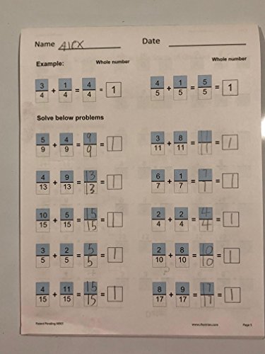 Channie’s One Page A Day Workbook, Beginner Single Digit Fraction Math Practice Worksheets, 50 Pages Front & Back, 25 Sheets, Grades 3rd, 4th, and 5th, Size 8.5” x 11” Summer School, Summer Bridge