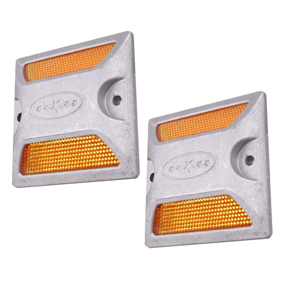 iplusmile Road Reflectors Driveway Marker, Reflective Driveway Marker Reflective Road Pavement Marker Asphalt Stud Markers for Bumps Sidewalks Pedestrian Crossings, 2pcs