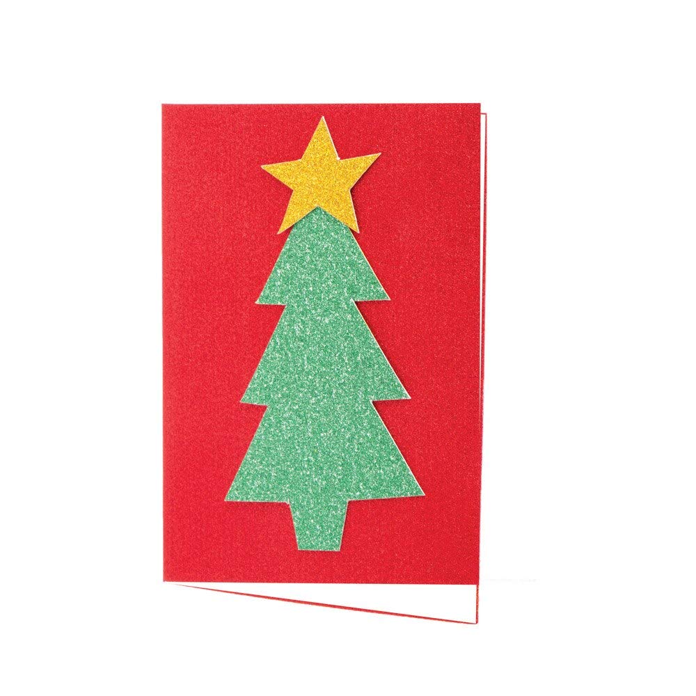 Baker Ross AW919 Christmas Glitter A4 Card - Pack Of 15, Festive Arts And Craft, Christmas Craft Supplies