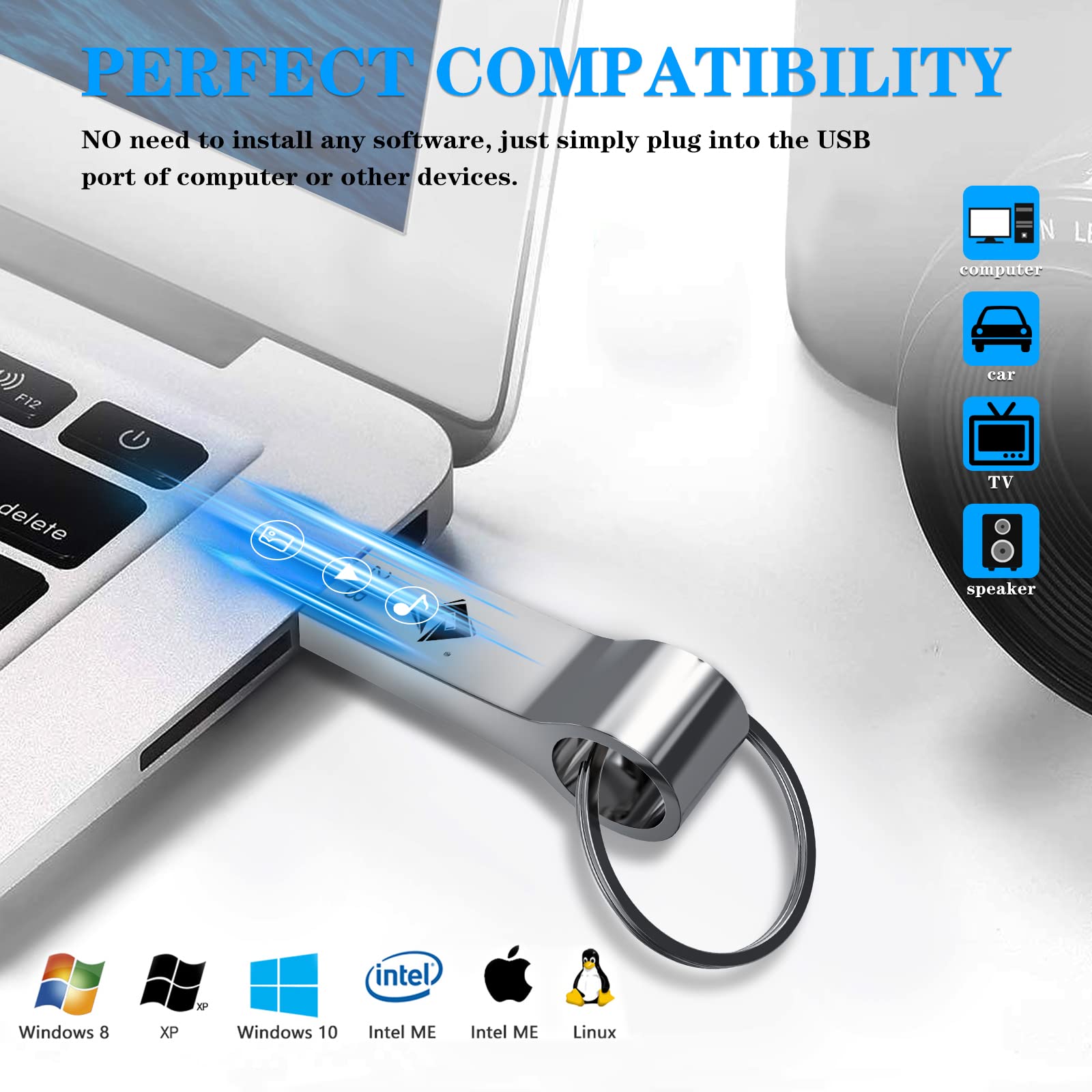 2TB USB Flash Drive, Thumb Drive: Nigorsd High Speed USB Drive, Portable 2000GB Large Capacity USB Memory Stick, Waterproof Durable Jump Drive Storage Drive with Keychain