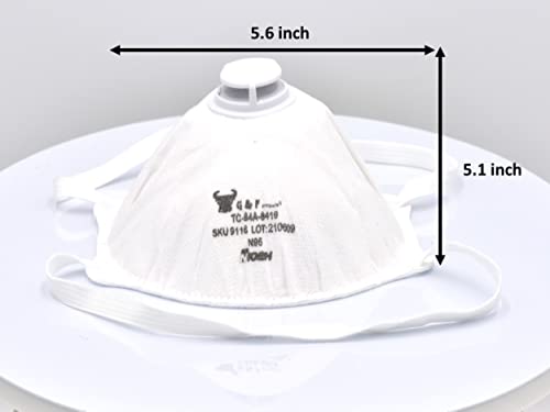 9116 Particulate Respirator Dust Mask with Valve, Two-Strap Cup Style Design, Lightweight with Cushioning Nose Foam, NIOSH Approved 10 Masks