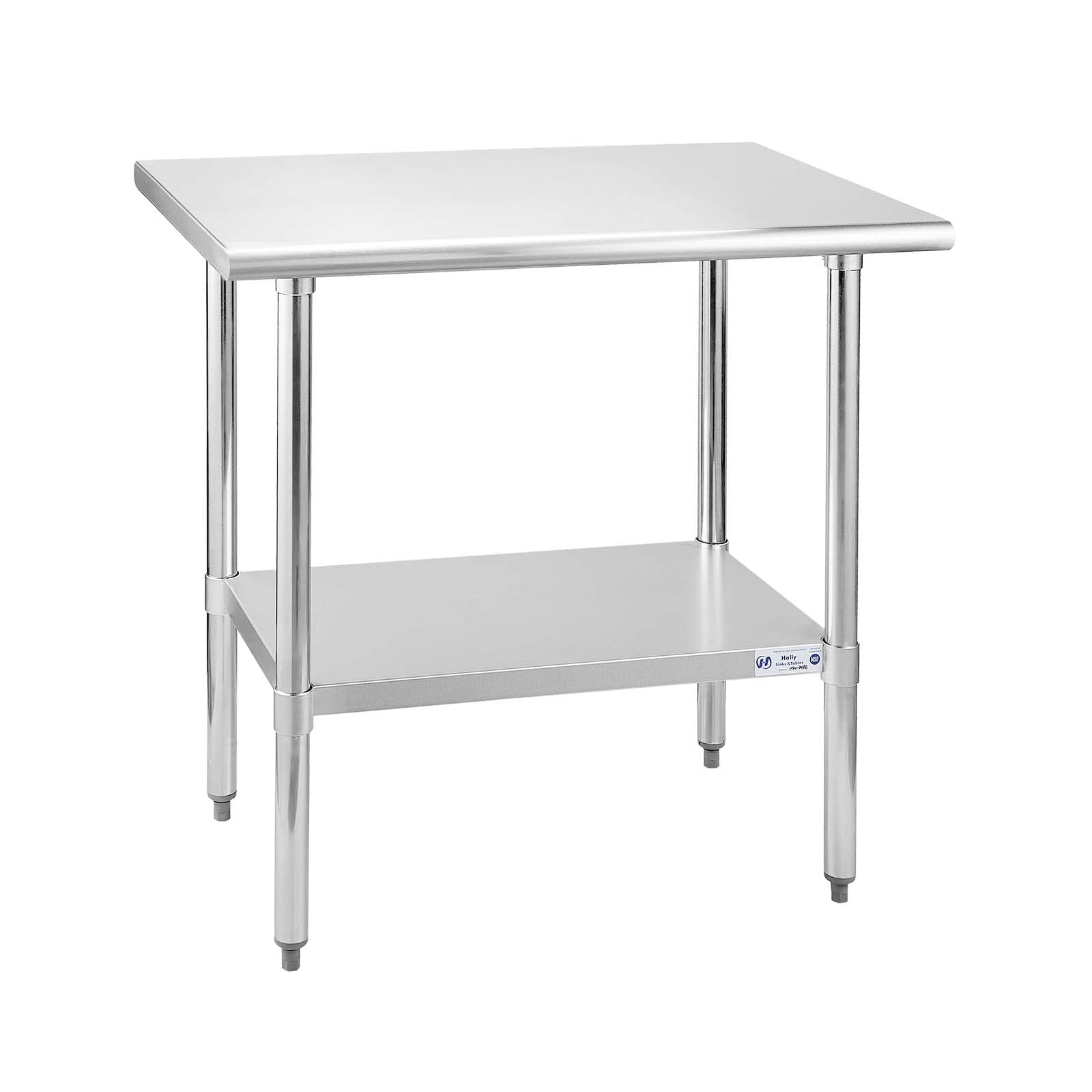 HALLY Stainless Steel Table for Prep & Work 24 x 36 Inches, NSF Commercial Heavy Duty Table with Undershelf and Galvanized Legs for Restaurant, Home and Hotel