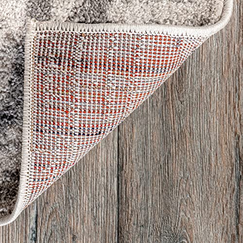 nuLOOM Leaves Abstract Runner Rug, 2' 6" x 6', Light Grey