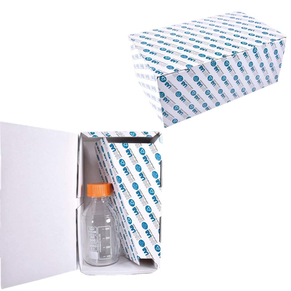 ISOLAB USA β Round Media Storage Bottle, 500ml, with GL 45 Screw Cap, Borosilicate 3.3 Glass, Pack of 2