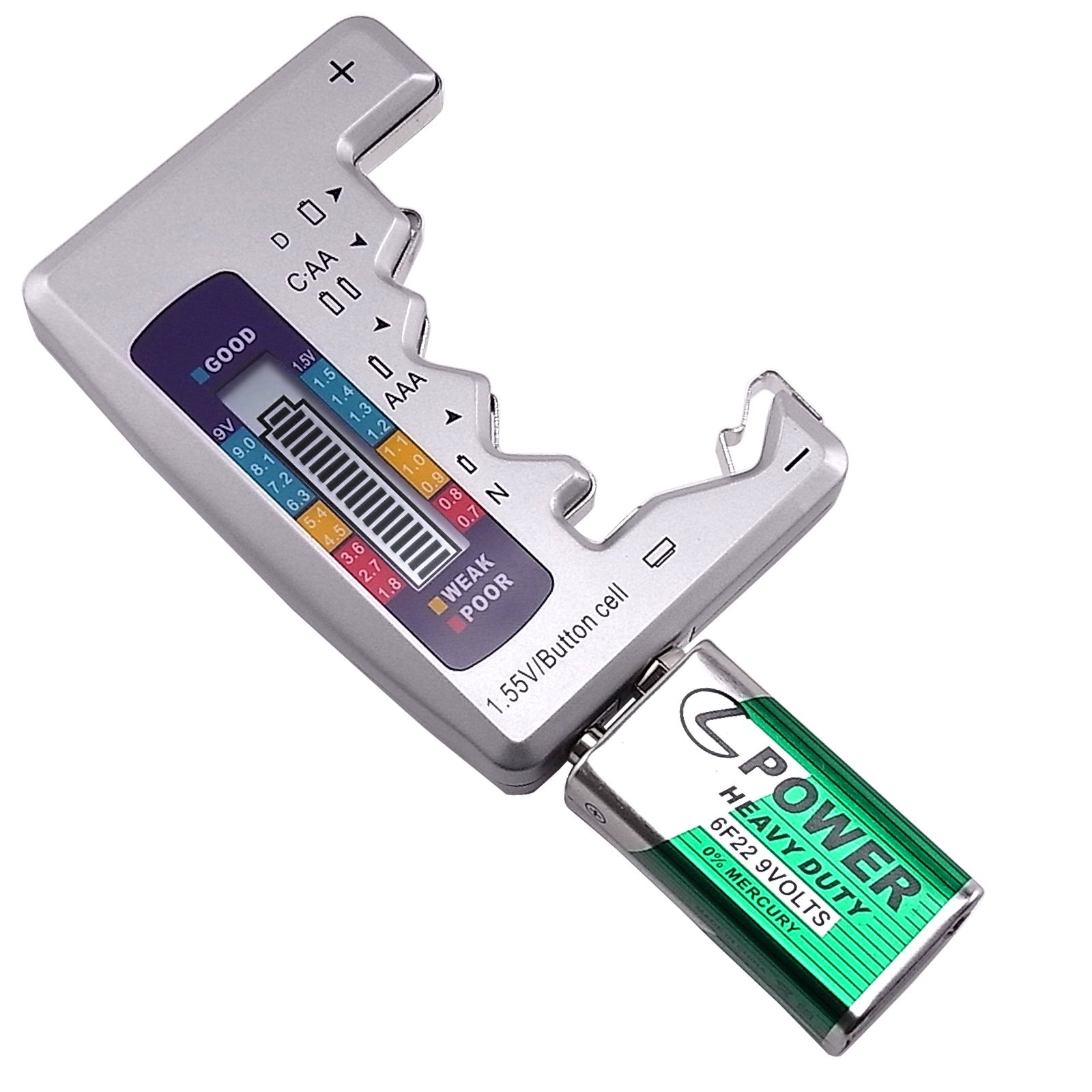 Battery Tester Checker Seven Type of Battery C AA AAA D N 9V (6F22) and 1.55V Batteries…