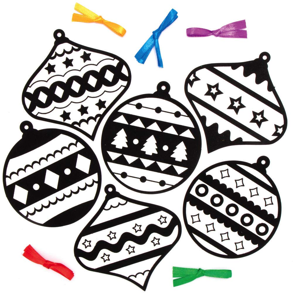 Baker Ross AX572 Christmas Fuzzy Art Ornament - Pack of 15, Festive Tree Ornaments for Creative Art and Craft Activities to Paint and Decorate