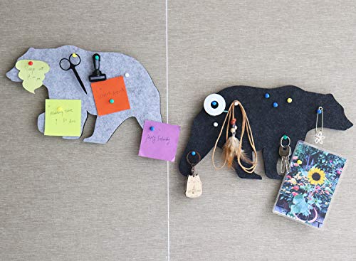 Omitfu Bulletin Strip Bar 2Pcs Bear Shape Felt Pin Board Self Adhesive Cute Bulletin Memo Boards Strip Wall Decorative Tiles with Pushpins - 14 x 8 x 0.5 inches