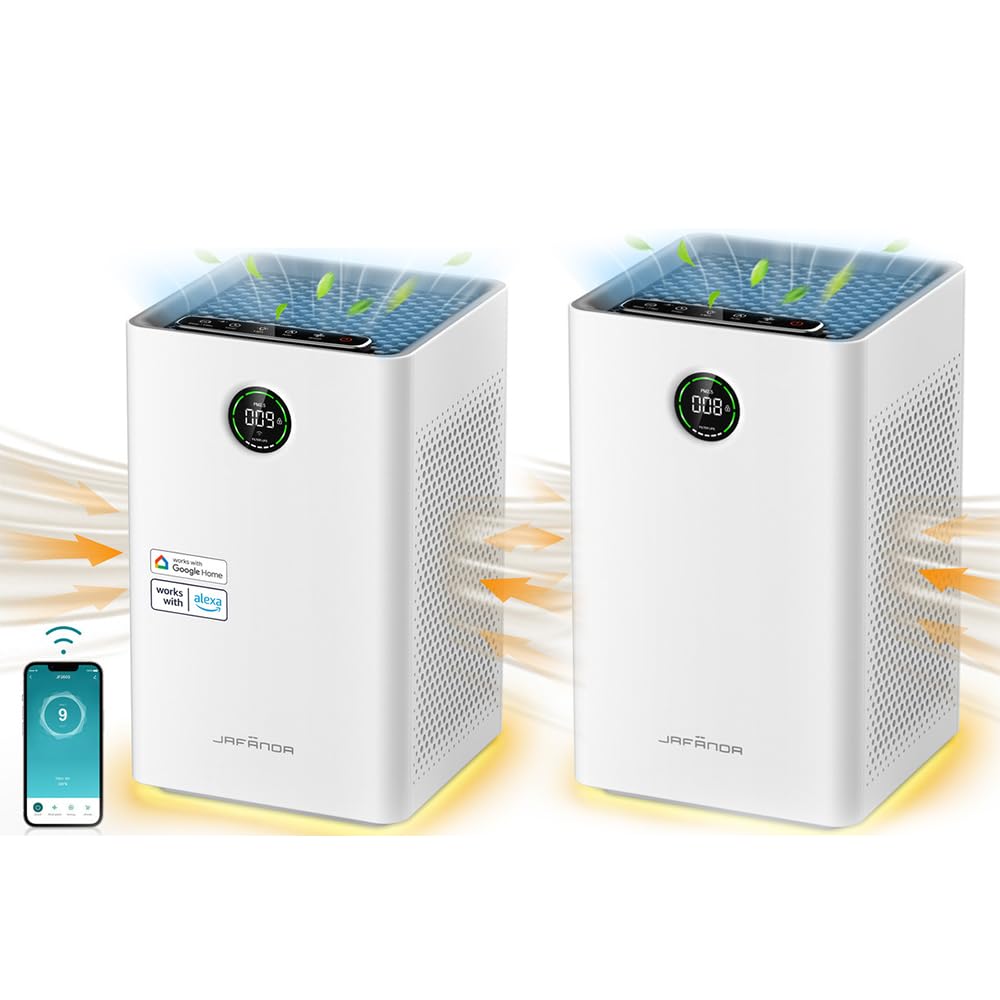 2PCS Jafända Air Purifiers for Home Large Room Hepa Filter Up To 1190ft², One Air Purifiers includes Smart Wifi and Alexa Control