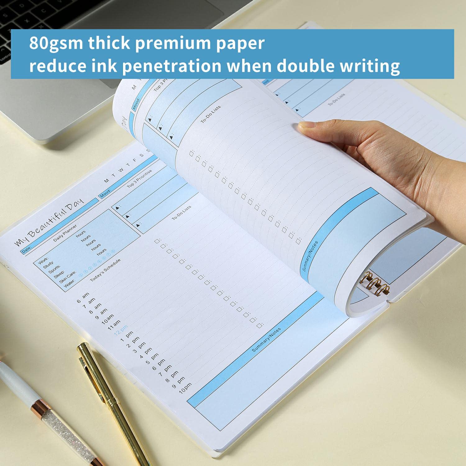2022 Daily Planner, G.Kao S.Raw Time Management Manual and 2022 schedule with To Do List Notebook,7.28"X 10.23" Inch for 120 Days Hourly Daily Planner