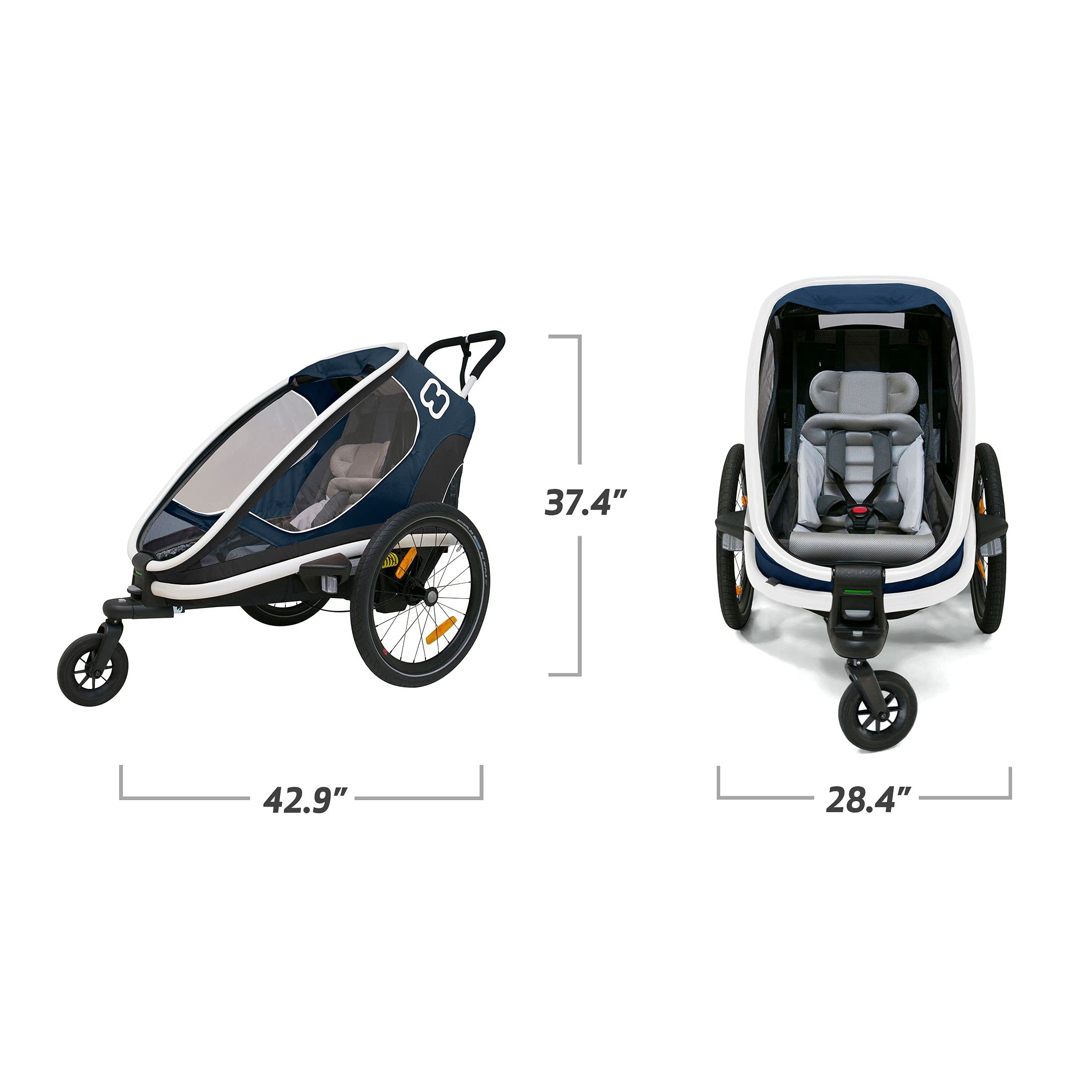 Hamax Outback One Seat Reclining Multi-Sport Child Bike Trailer + Stroller (Jogger Wheel Sold Separately) (Navy/White)