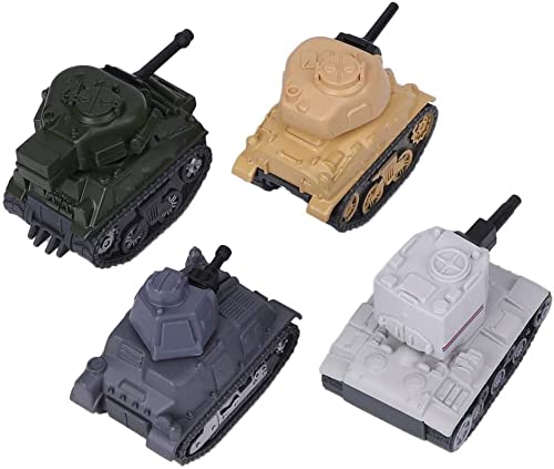 Ai-Fun 4PCS Mini Tank Pull Back Tank Model Toy Military Toy Vehicle for Kids (Solid Color)