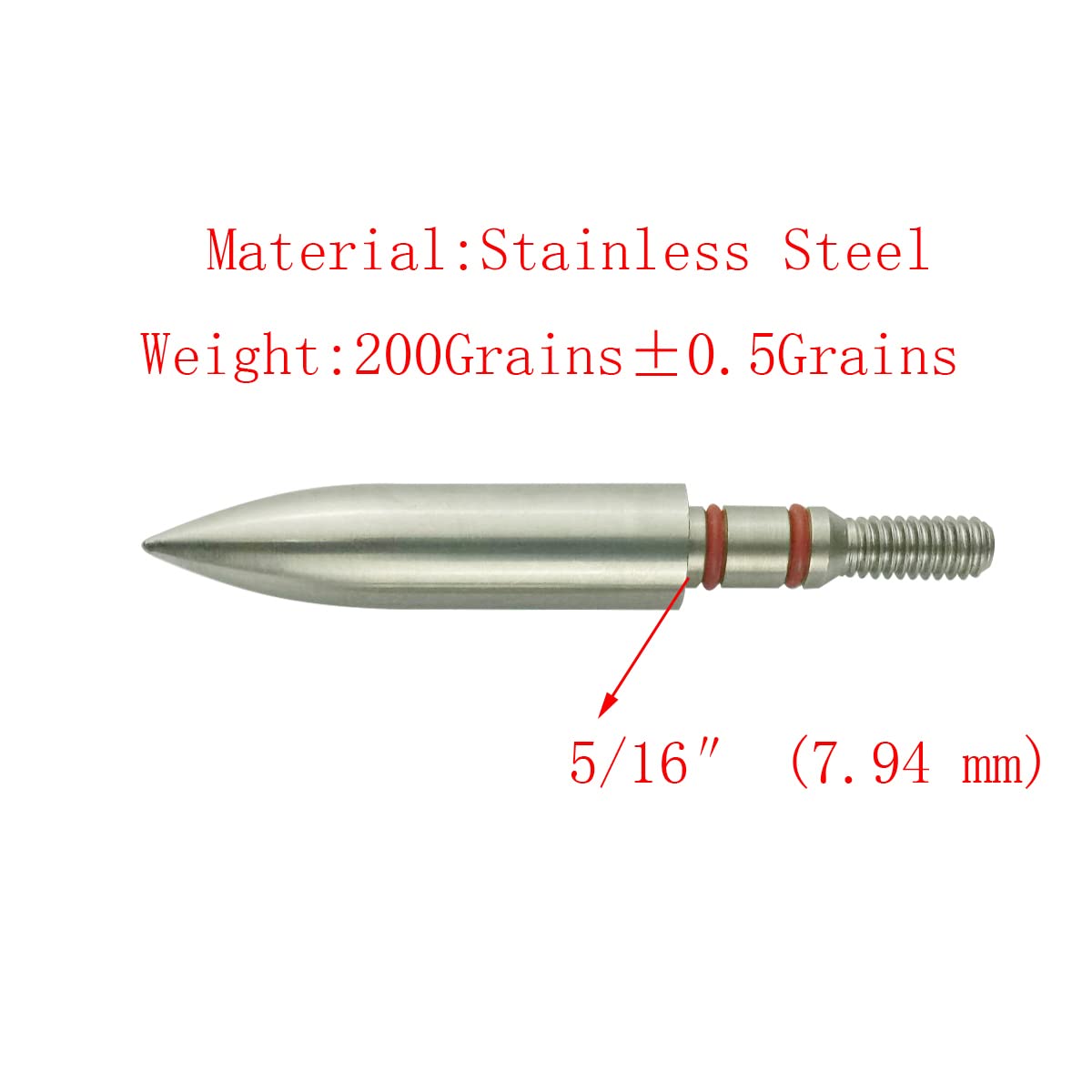 200grains Field Points arrowheads, 100/125/150/200 Grains Field Points Stainless Steel Archery Target Bullet Point Sharp Targethead Screw in Broadheads (1 Dozen 12 PCS) (5/16"-200grains)