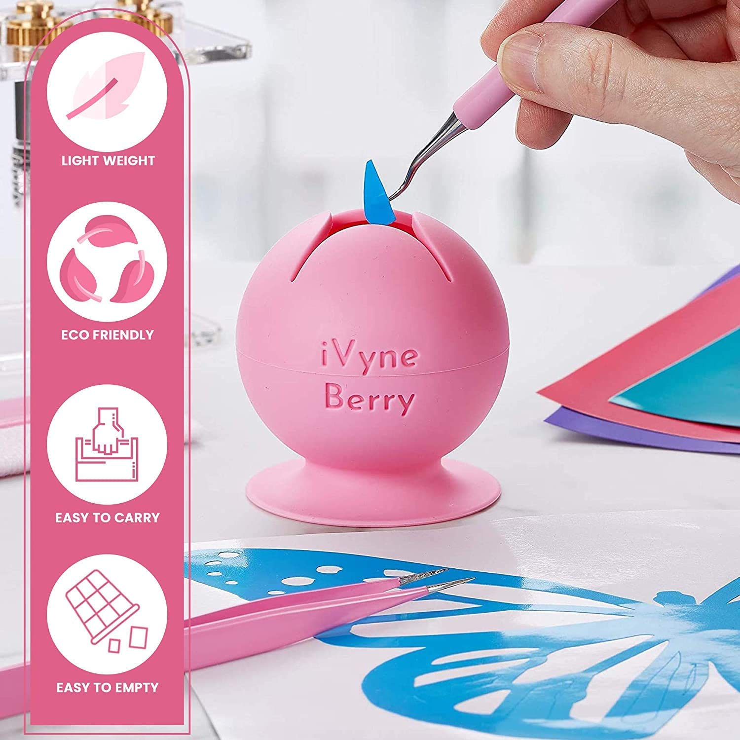 iVyne Cordless Light Pad with iVyne 2 Pc Essential Tools and Vyne Berry Suction Scrap Collector - Pink
