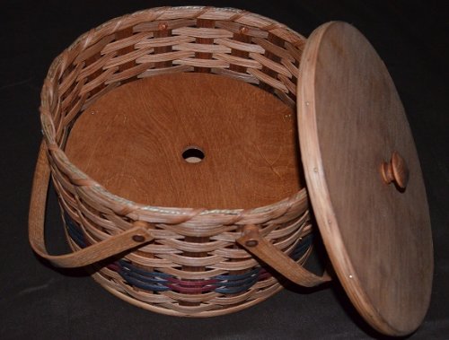 Amish Wares Round Double Pie Basket with Two Swivel Handles, Divider Tray and Lid - Authentic and Collectible Basket Handmade in USA